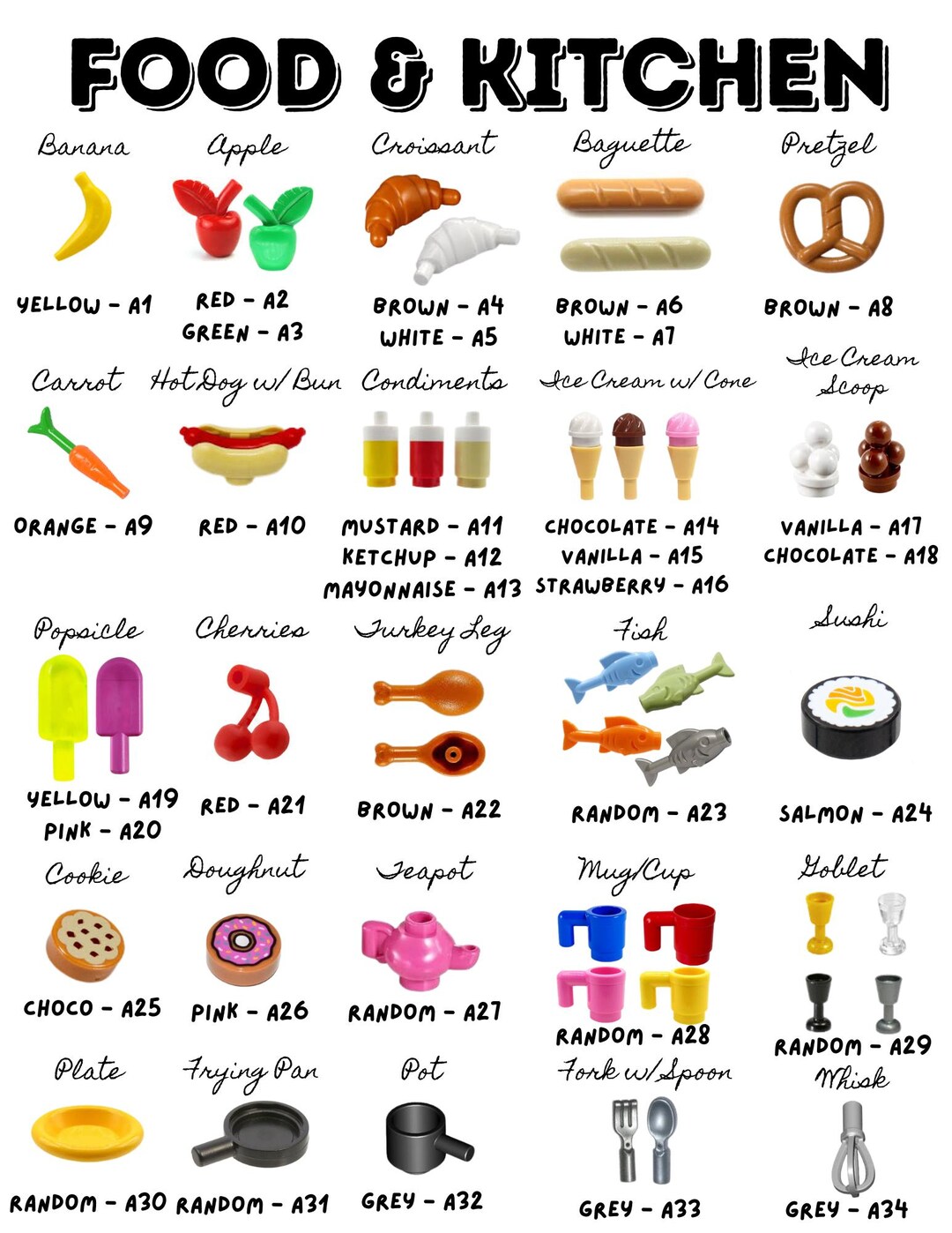 LEGO® Food & Kitchen Lego Minifigure Accessories – Bananas, Ice Cream ...