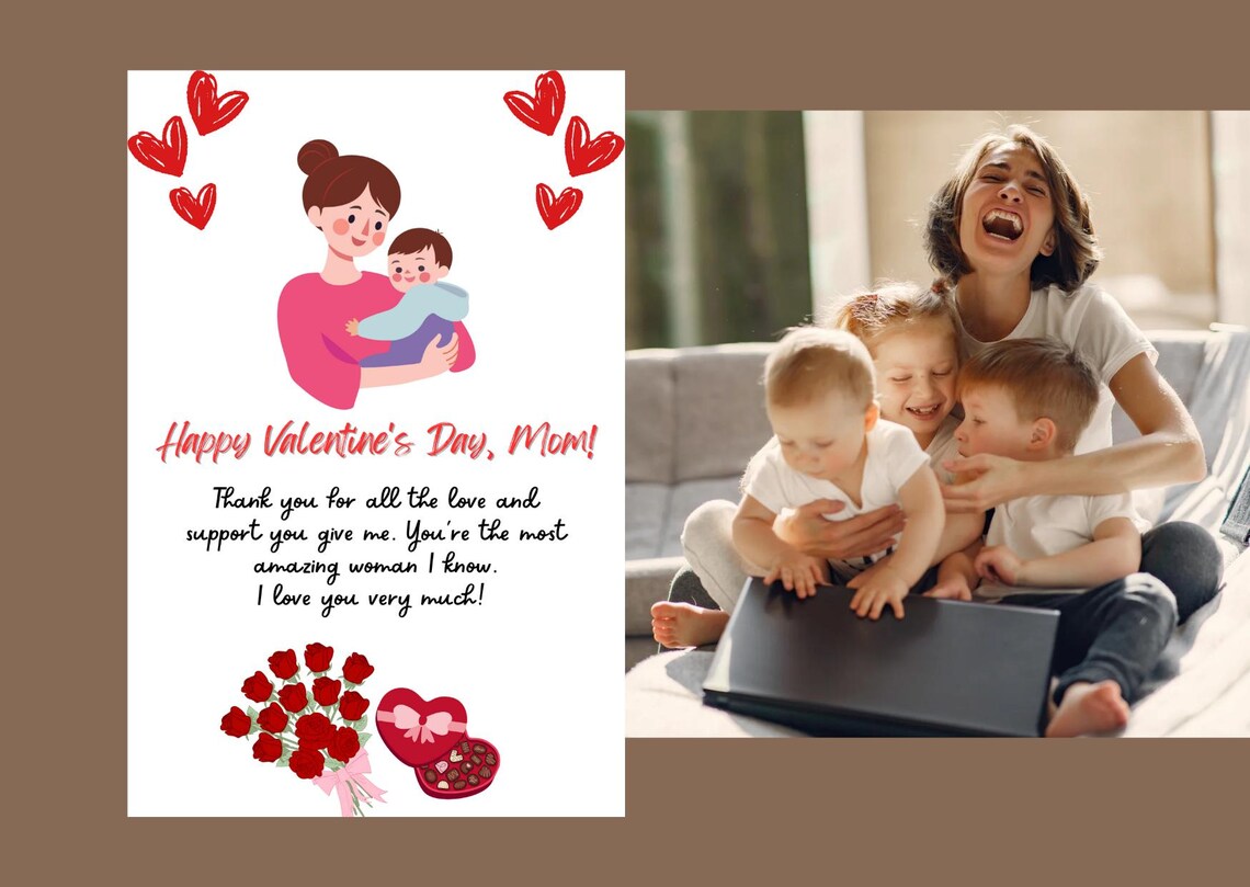 Valentine's Day Card for Mom Postcard (happy Valentine's Day Mom Mother ...