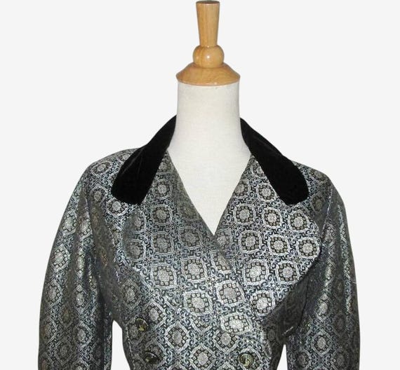 Vintage 1950s Metallic Brocade Jacket With Black Velv… - Gem