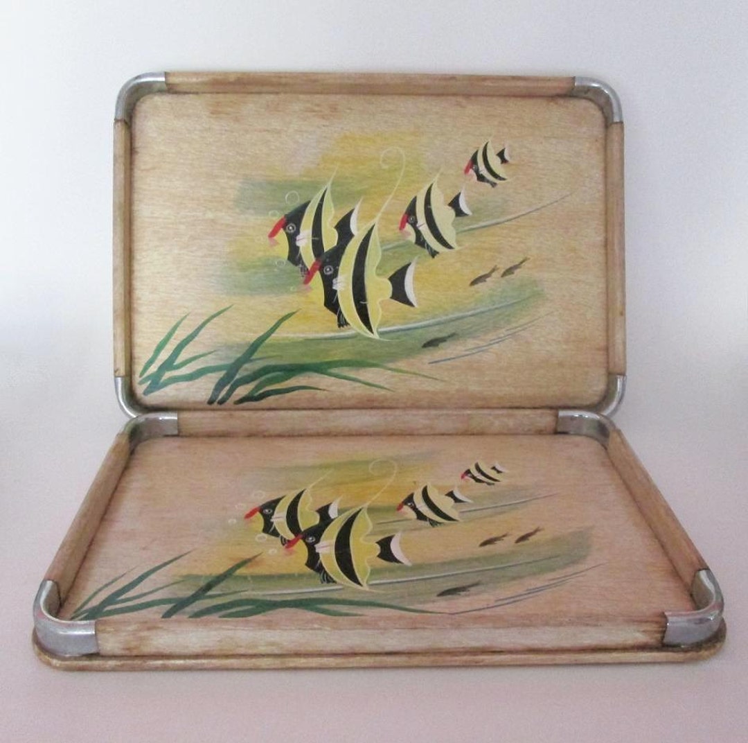 Vintage 1950s Hand Painted Fish Trays Pair - Etsy