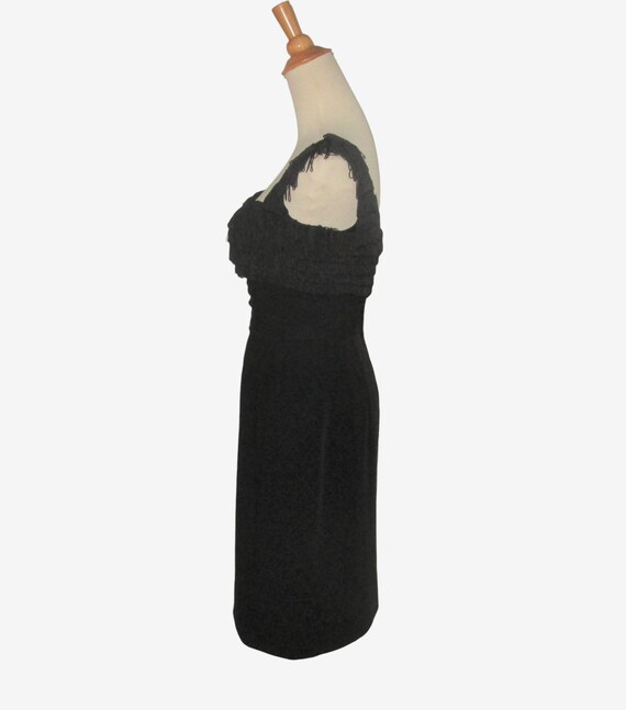 Vintage 1950s 1960s Black Fringe Dress By Roban - Siz… - Gem