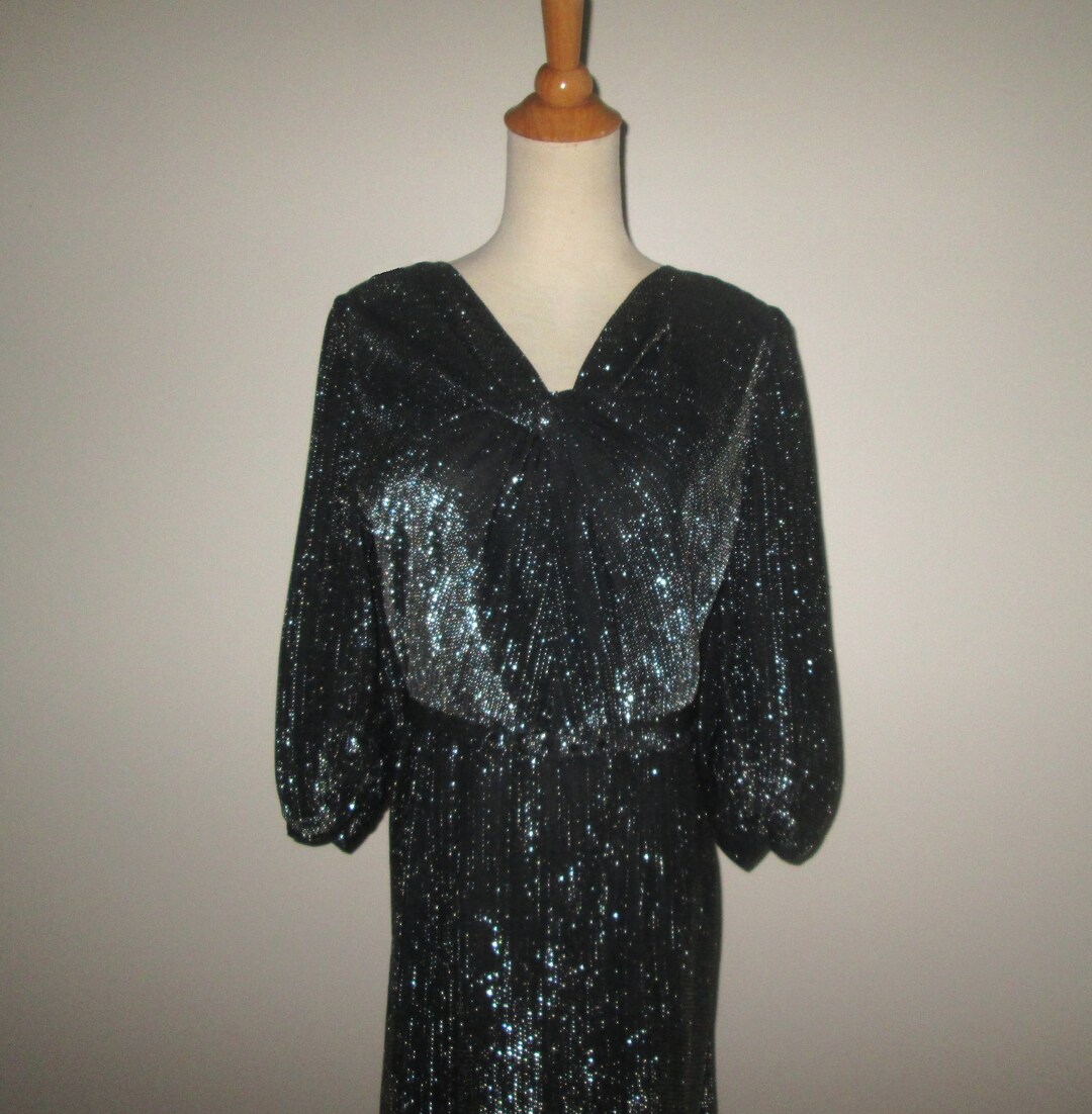 Vintage 1950s Black Chromspun Lurex Dress Styled by Ruxton Size M - Etsy