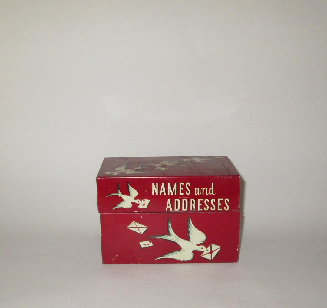 Vintage 1950s Names and Addresses Metal Box by Mayfair Creations Birds ...