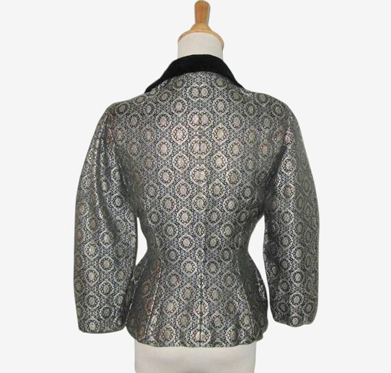Vintage 1950s Metallic Brocade Jacket With Black Velv… - Gem
