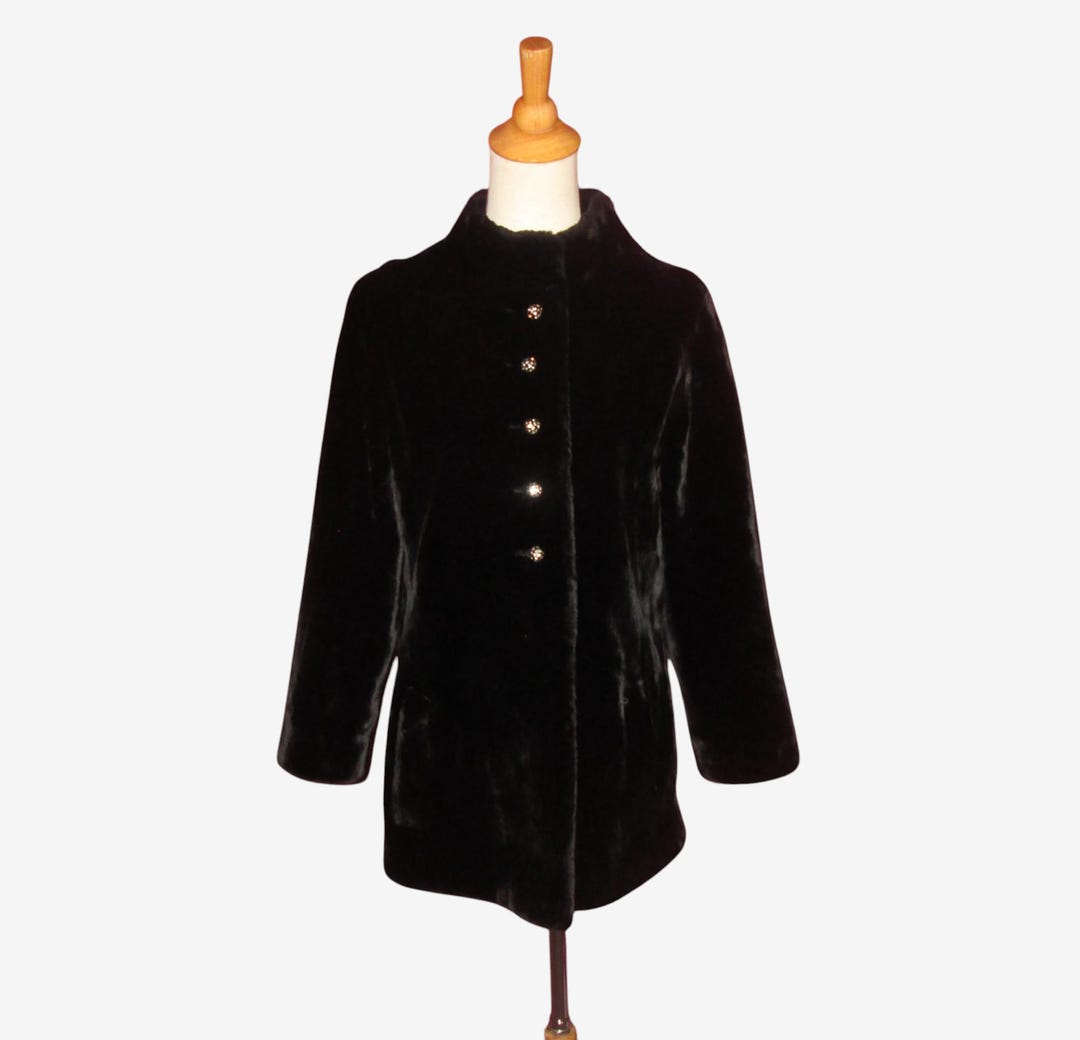 Vintage 1960s Black Faux Fur Coat Jacket by Career Originals Glenoit ...