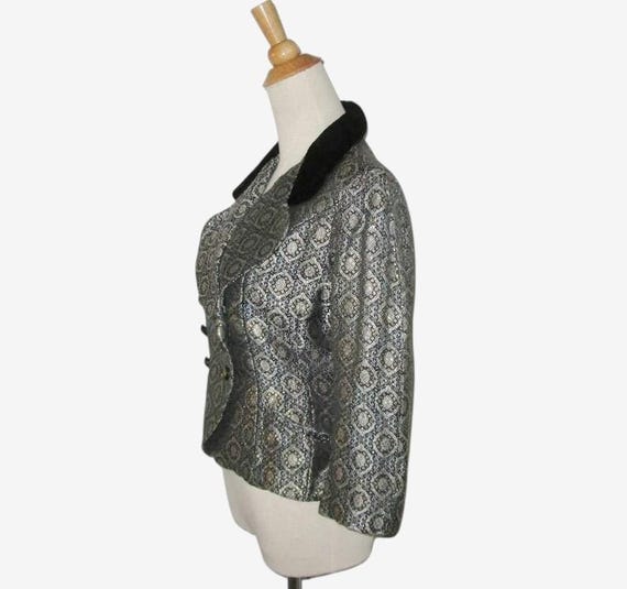 Vintage 1950s Metallic Brocade Jacket With Black Velv… - Gem