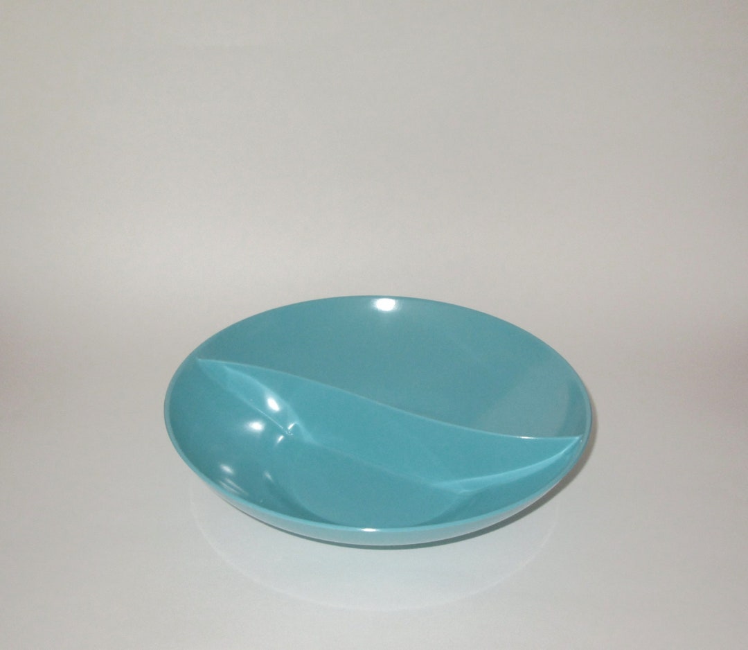 Vintage 1950s Blue Melamine Divided Bowl - Etsy