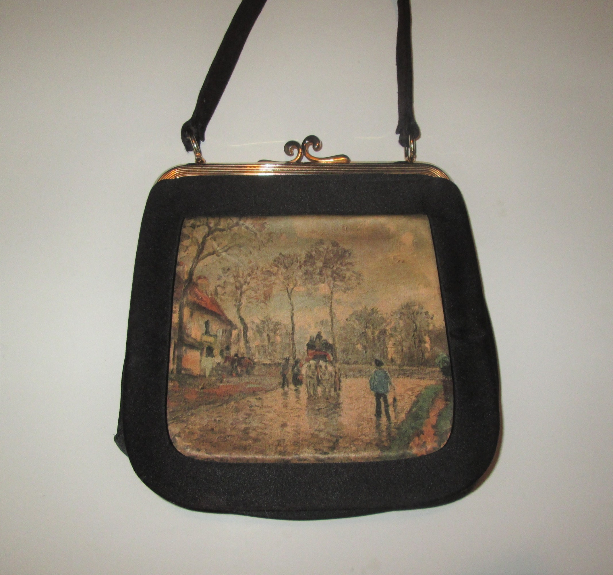 Vintage 1940s 1950s Scenic Street Scene Handbag - Etsy