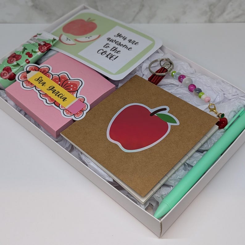 Apple Teacher Appreciation Gift Box: Personalized Sticker Included - Etsy