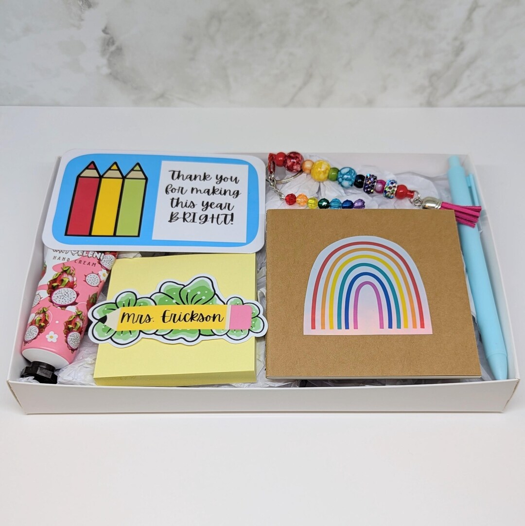 Rainbow Teacher Appreciation Gift Box: Personalized Sticker Included - Etsy