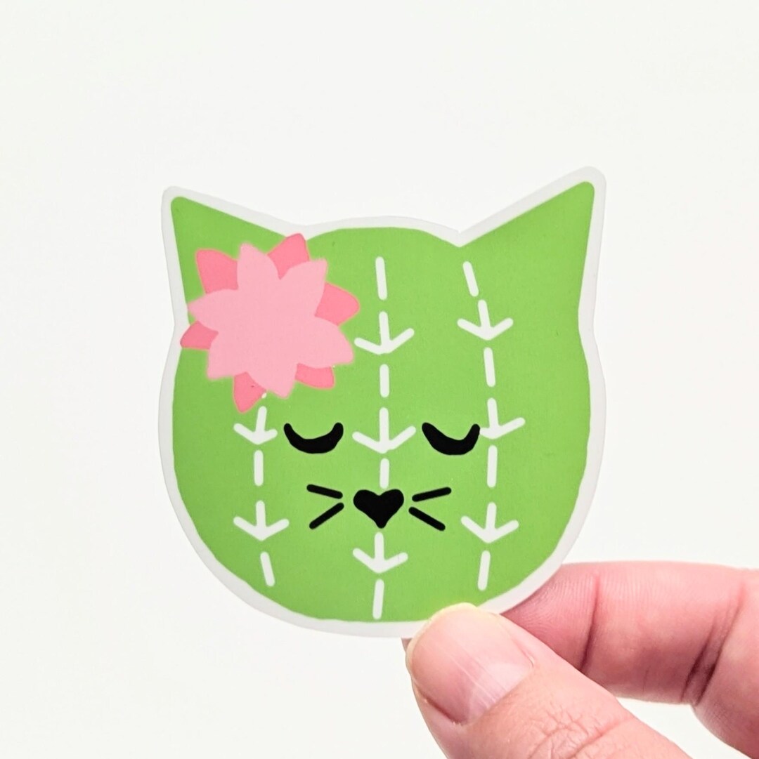 Cactus Cat Vinyl Sticker | Cat Sticker, Gift for Cat Lovers, Cactus ...