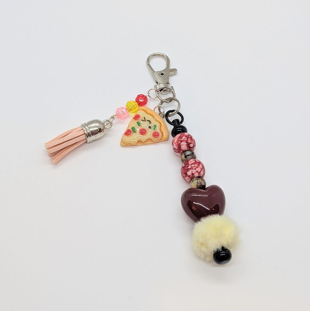 Pizza Beaded Keychain | Pepperoni Pizza Keychain, Gift for Pizza Lovers ...