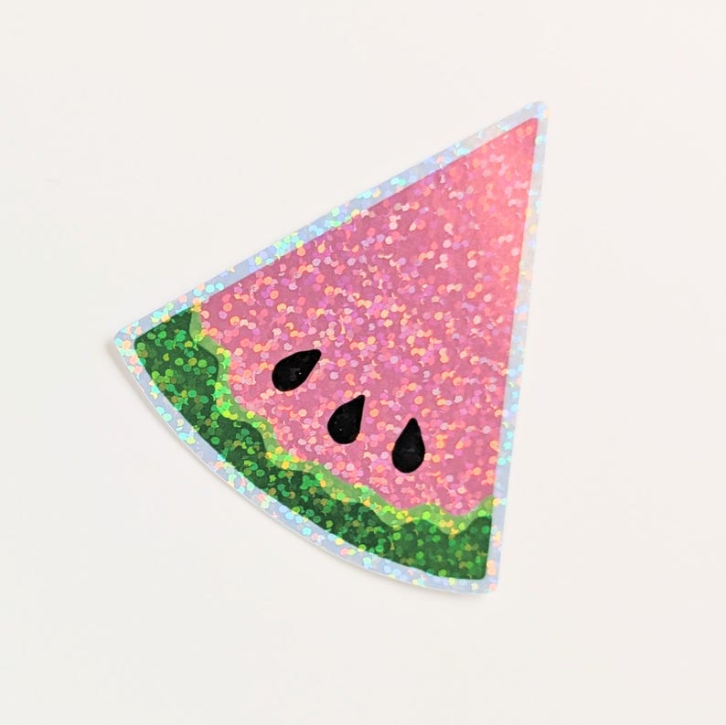 Watermelon Glitter Holographic Vinyl Sticker: Summer Sparkle - Etsy