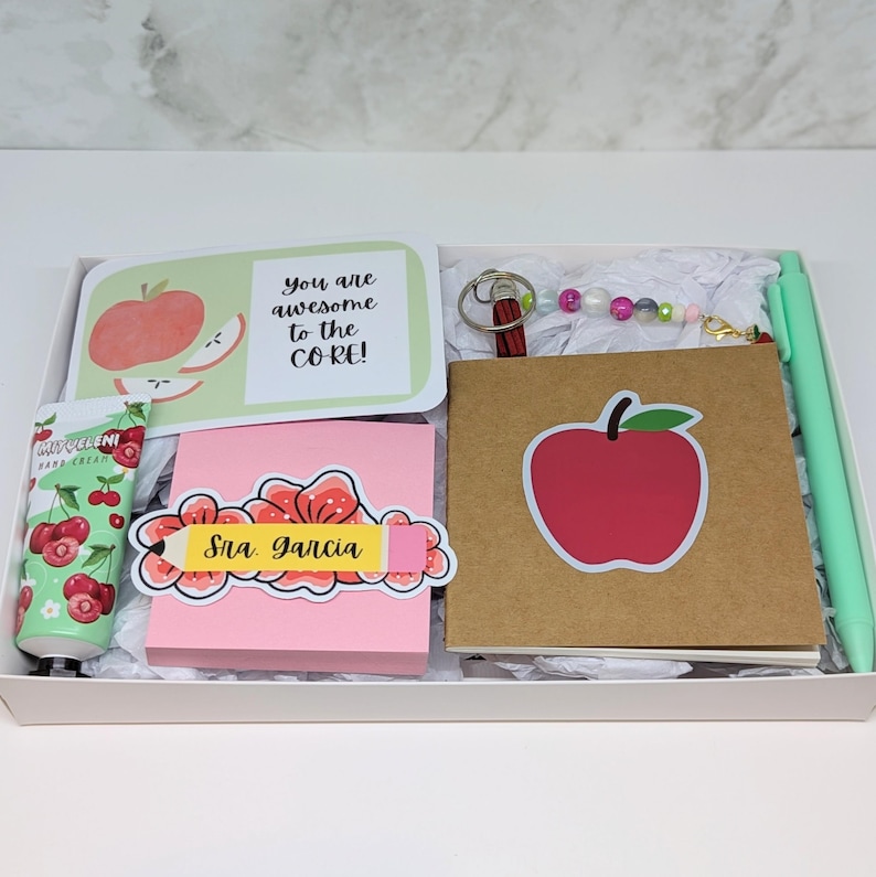 Apple Teacher Appreciation Gift Box: Personalized Sticker Included - Etsy
