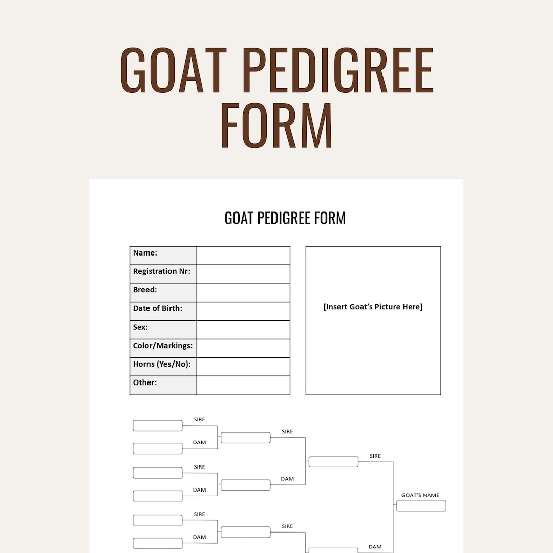 Goat Pedigree Form | Goat Family Tree Template | Editable MS Word ...