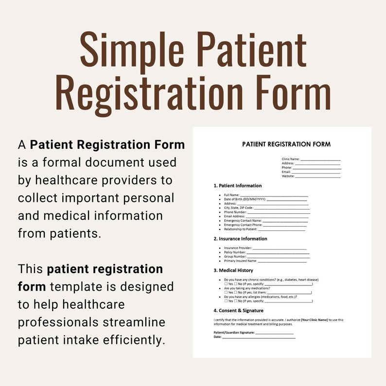 Patient Healthcare Form | Patient Registration Form Template | Editable MS Word Google Docs PDF ...