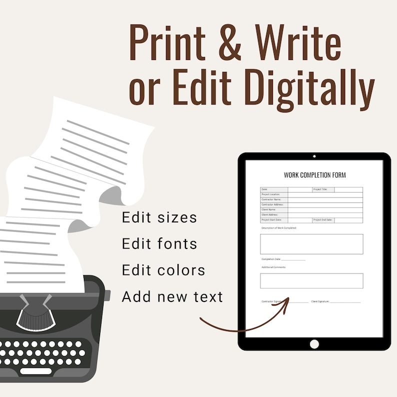 Work Completion Form | Job Completion Template | Editable MS Word ...