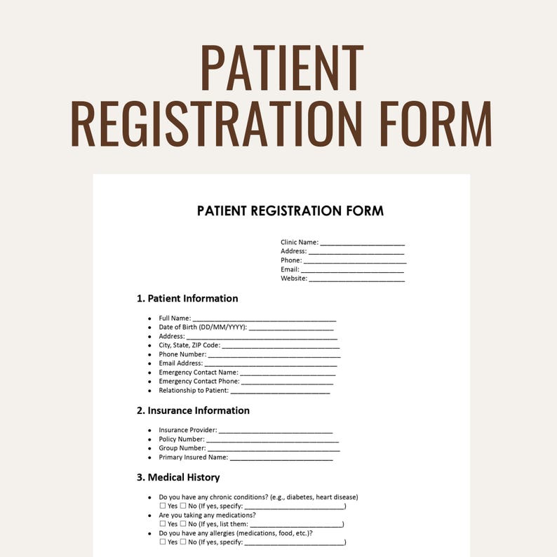 Patient Healthcare Form | Patient Registration Form Template | Editable ...