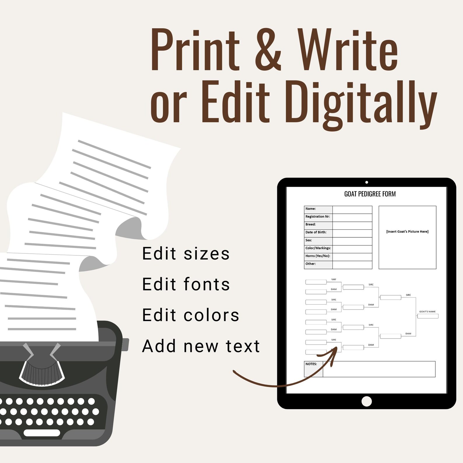 Goat Pedigree Form | Goat Family Tree Template | Editable MS Word ...