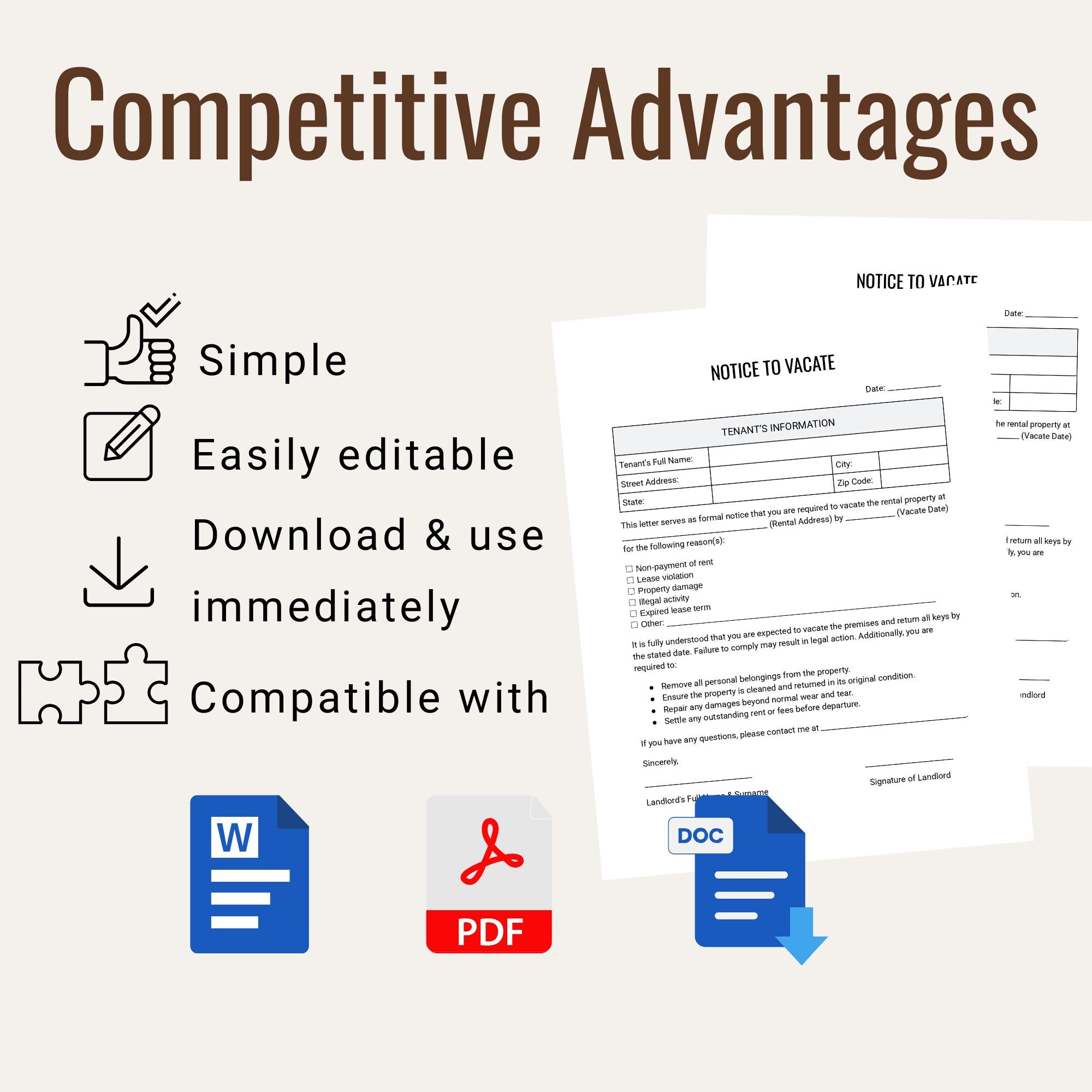 Move Out Notice Template | Eviction Notice | Editable MS Word, Google ...