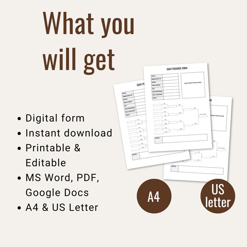 Goat Pedigree Form | Goat Family Tree Template | Editable MS Word ...