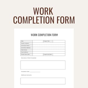 Work Completion Form | Job Completion Template | Editable MS Word ...