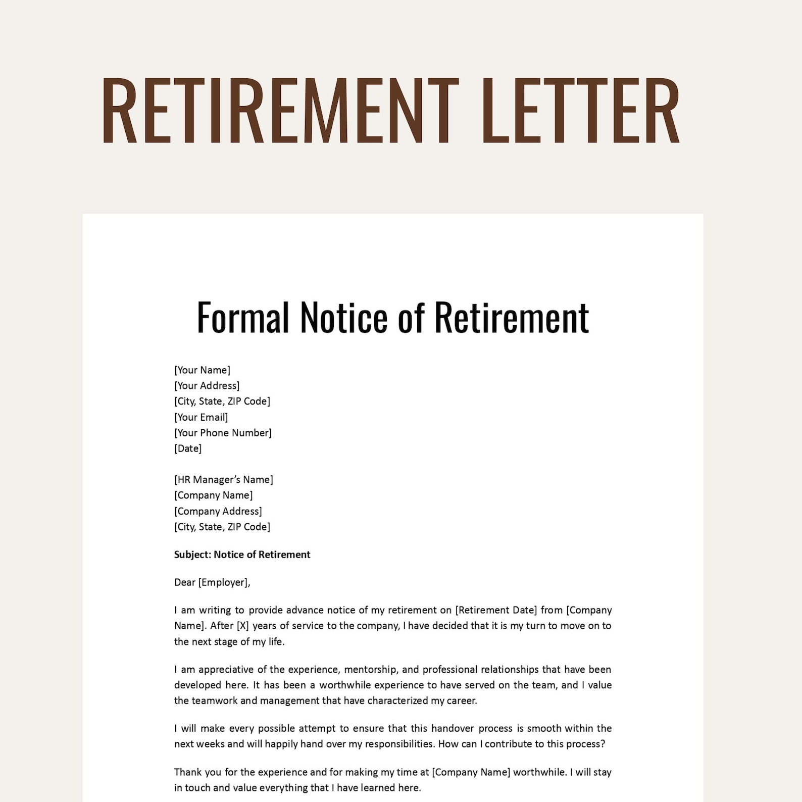 Editable Retirement Letter Template | MS Word, Google Docs, PDF - Etsy