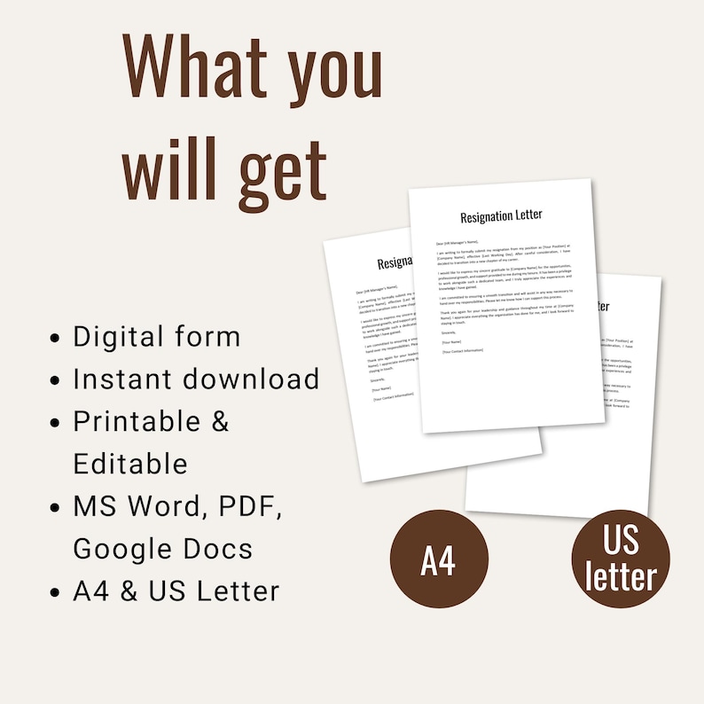 Resignation Letter Template | Editable Letter of Resignation Example ...