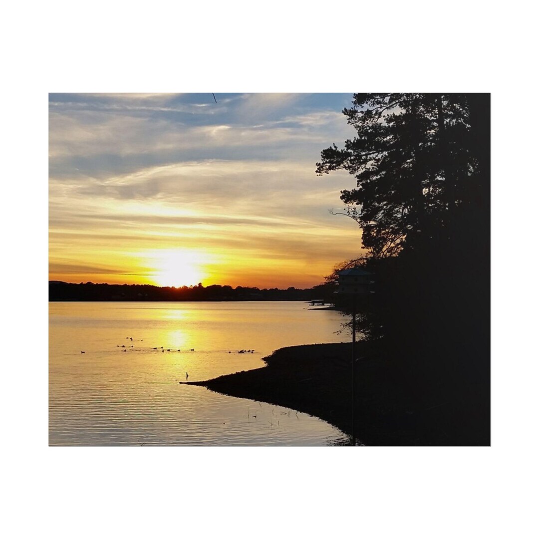 Lake Sunset Poster | Rolled Art Print, Golden Sky Landscape - Etsy