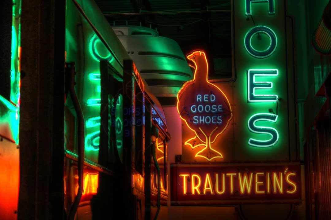Red Goose Shoes, Signage, Vintage Sign, Trautweins, Vintage Neon Sign ...