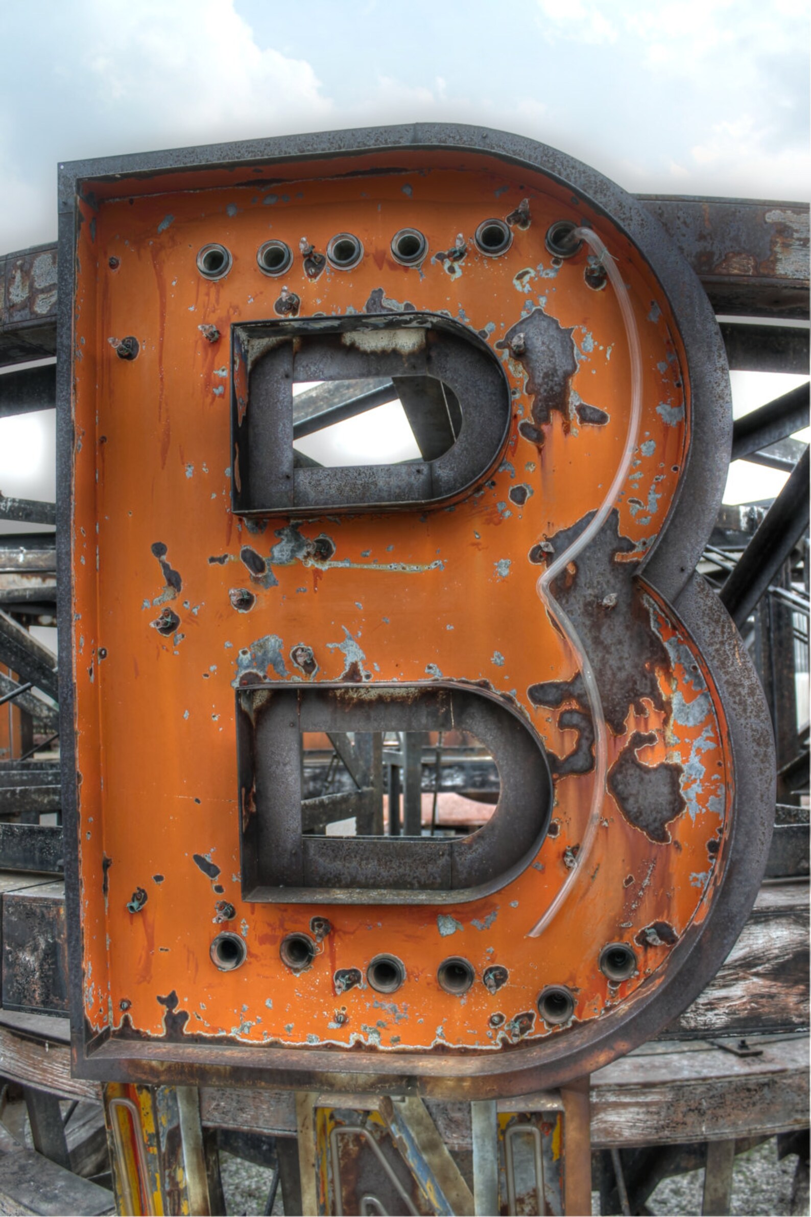 The Letter B, Alphabet B, Rusted B, Rusty Neon Sign, Orange, Typography ...