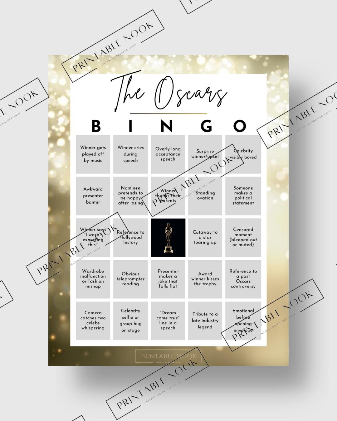 Oscars Bingo Game – Fun Awards Night Party (digital Download) - Etsy