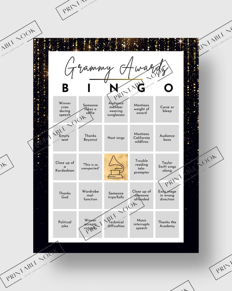 Grammys Watch Party Bingo | Game Night Printable | Instant Download - Etsy