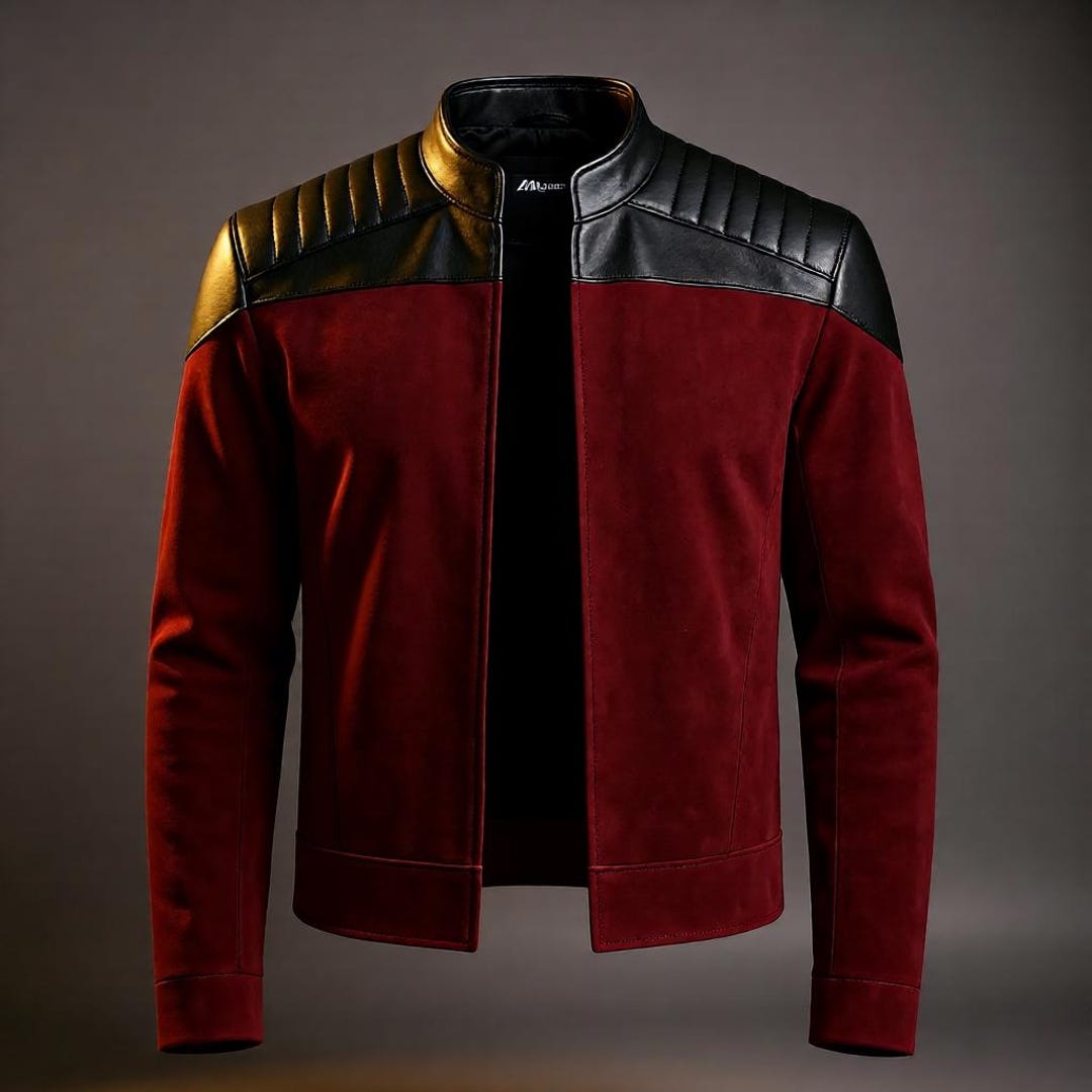 Captain Picard Inspired Jacket | Red Suede Sci-fi Cosplay Coat | Star ...