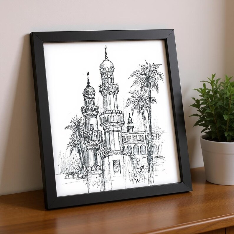 Islamic Mosque Sketch | Hand-drawn Masjid Art | Digital Download ...