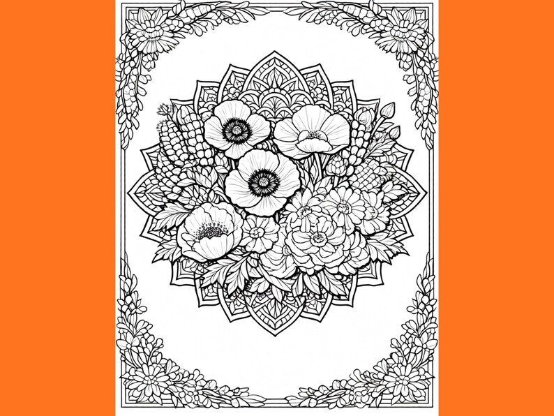 Floral Mandala Coloring Book – 30 Printable Stress Relief Pages ...