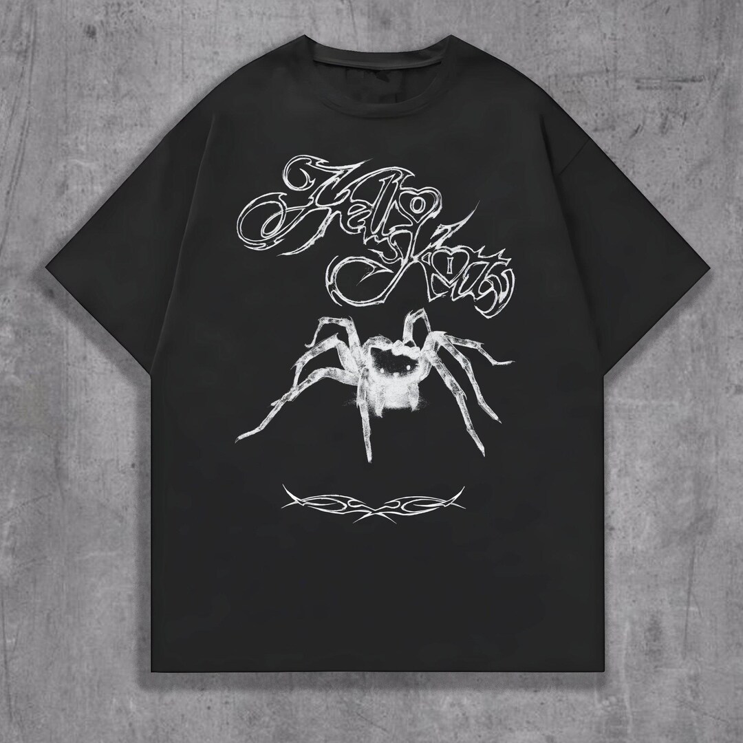 Gothic Spider T-shirt, Horror Theme Graphic Tee, Halloween Creepy ...