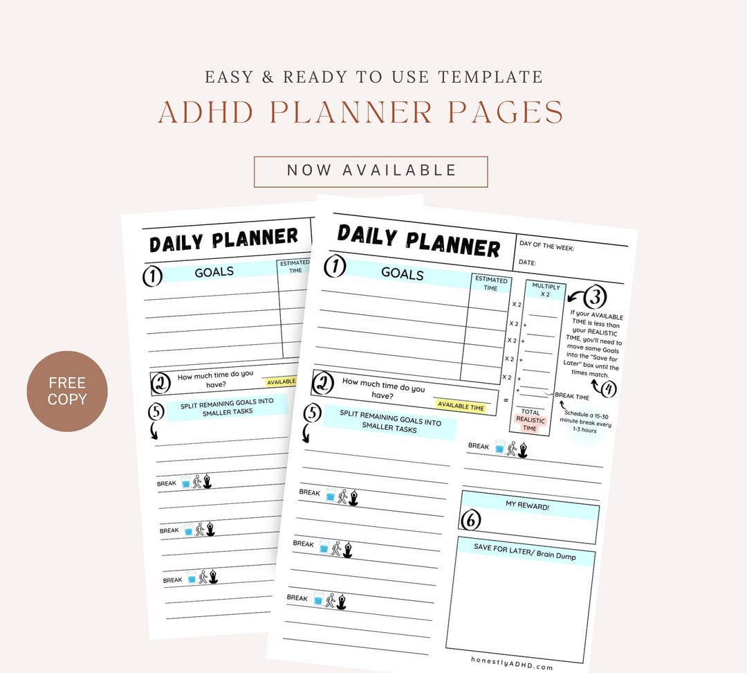ADHD Planner Printable | Focus & Executive Function Organizer | Goal ...