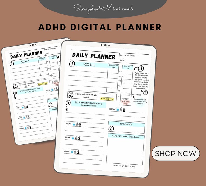 ADHD Planner Printable | Focus & Executive Function Organizer | Goal ...