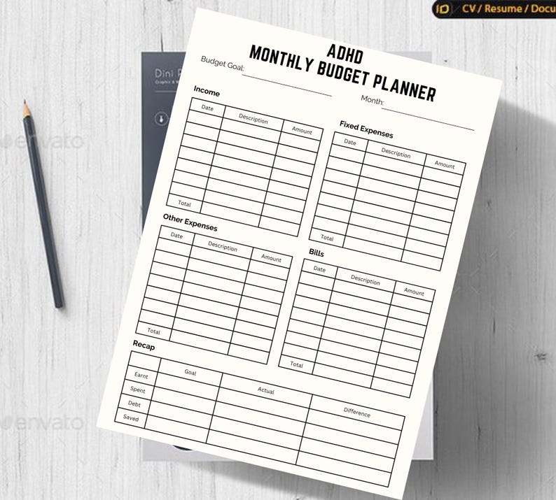 ADHD Planner Printable | Focus & Executive Function Organizer | Budgets ...