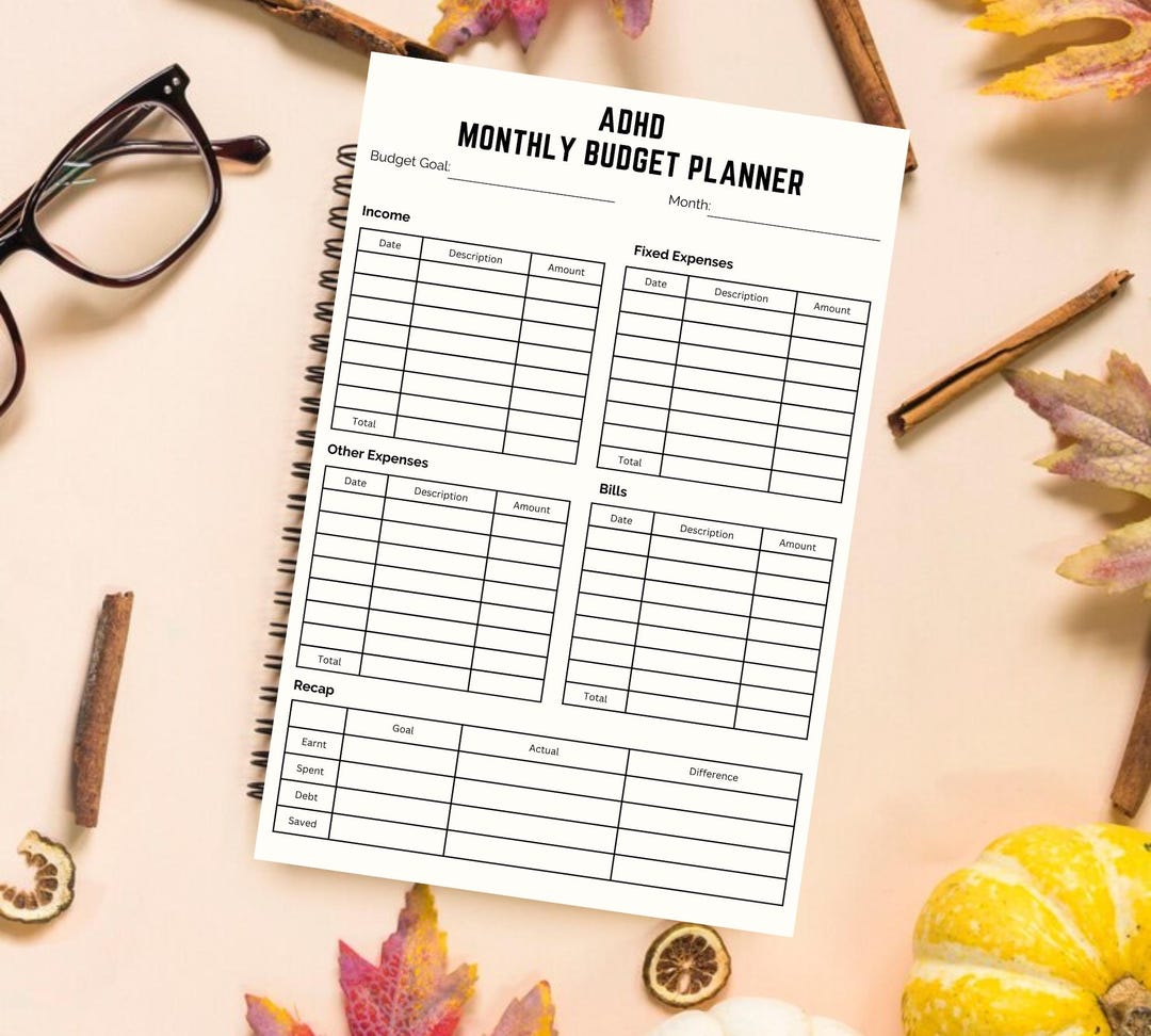 ADHD Planner Printable | Focus & Executive Function Organizer | Budgets ...