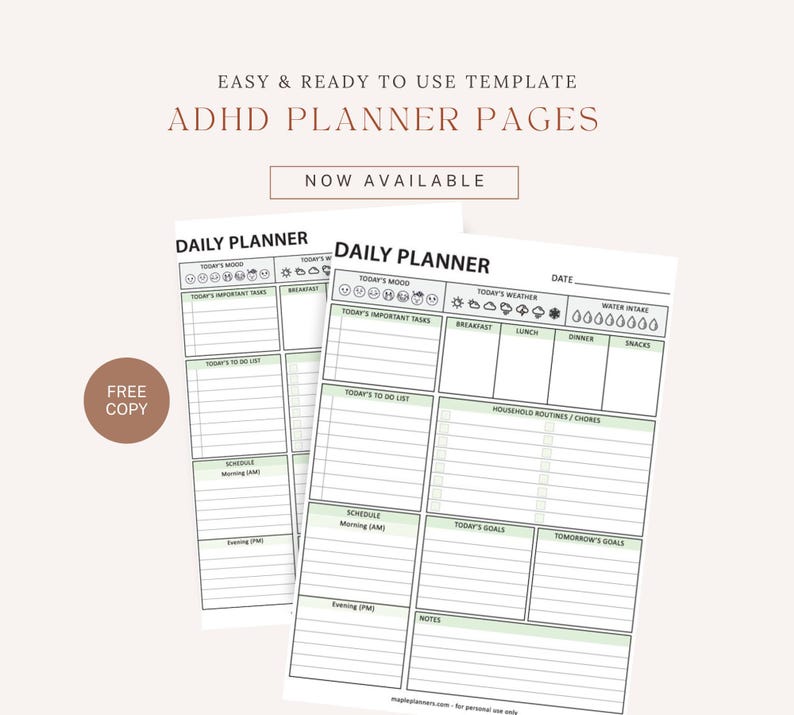 ADHD Planner Printable | Focus & Executive Function Organizer | Goal ...