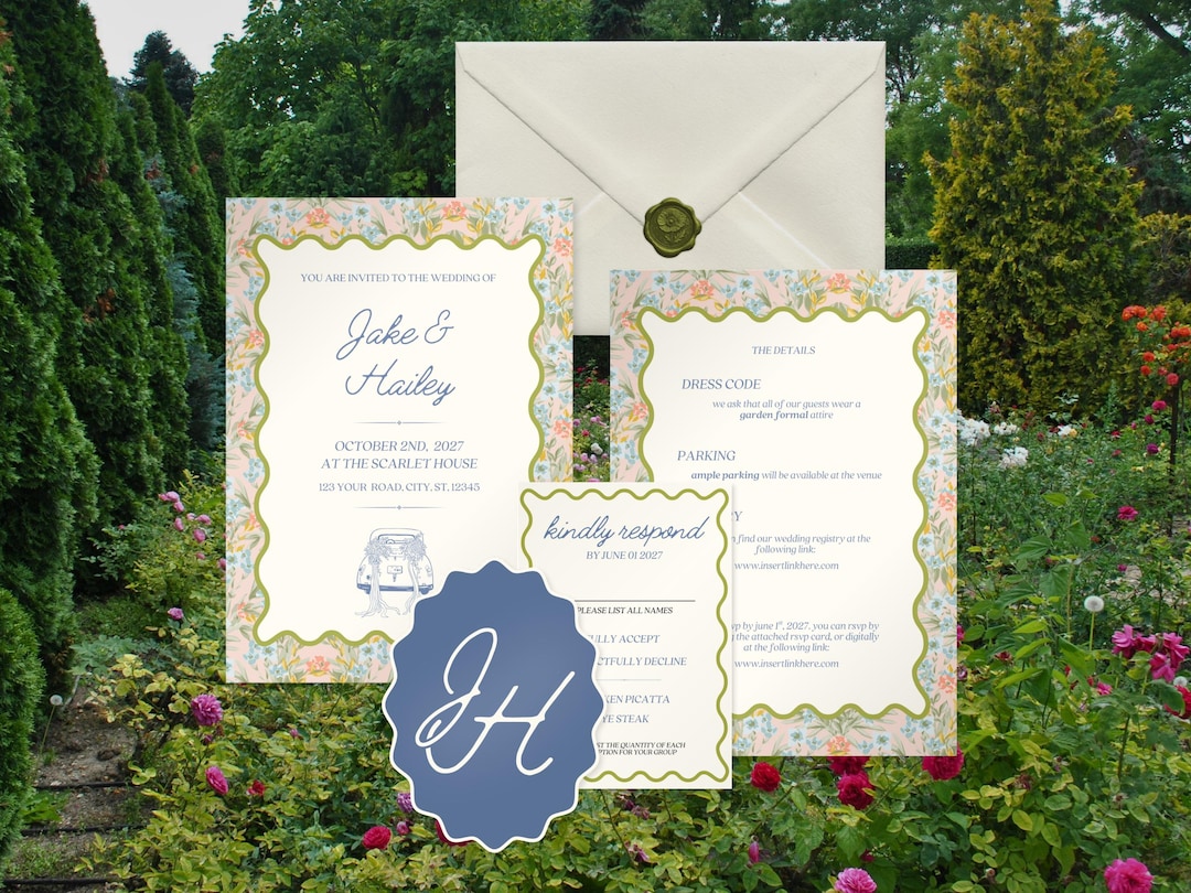Modèle de suite de faire-part de mariage, ensemble d'invitations ...