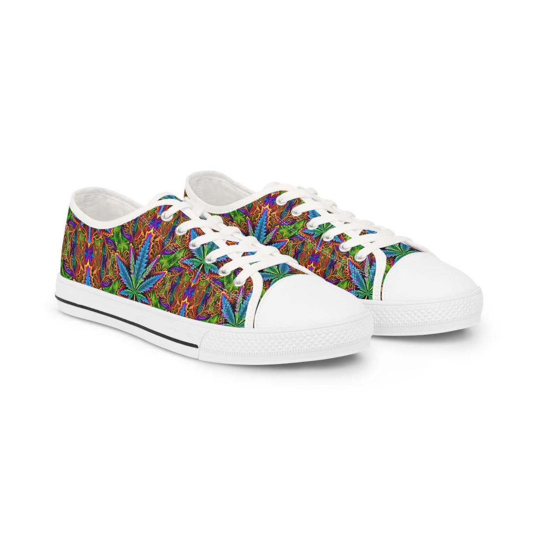 Cannabis Low Top Sneakers, Trippy Shoes, Marijuana Lace-up Shoes ...