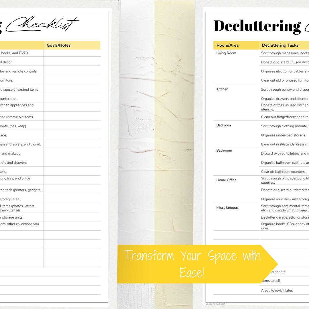 Printable Decluttering Checklist One-page Home Organizer Instant ...
