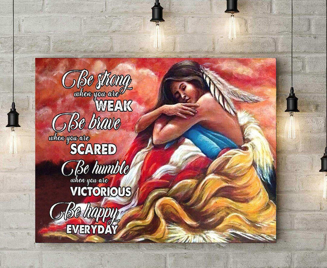 Native Girl Portrait Canvas Art, Native American Indigenous Girl Poster ...