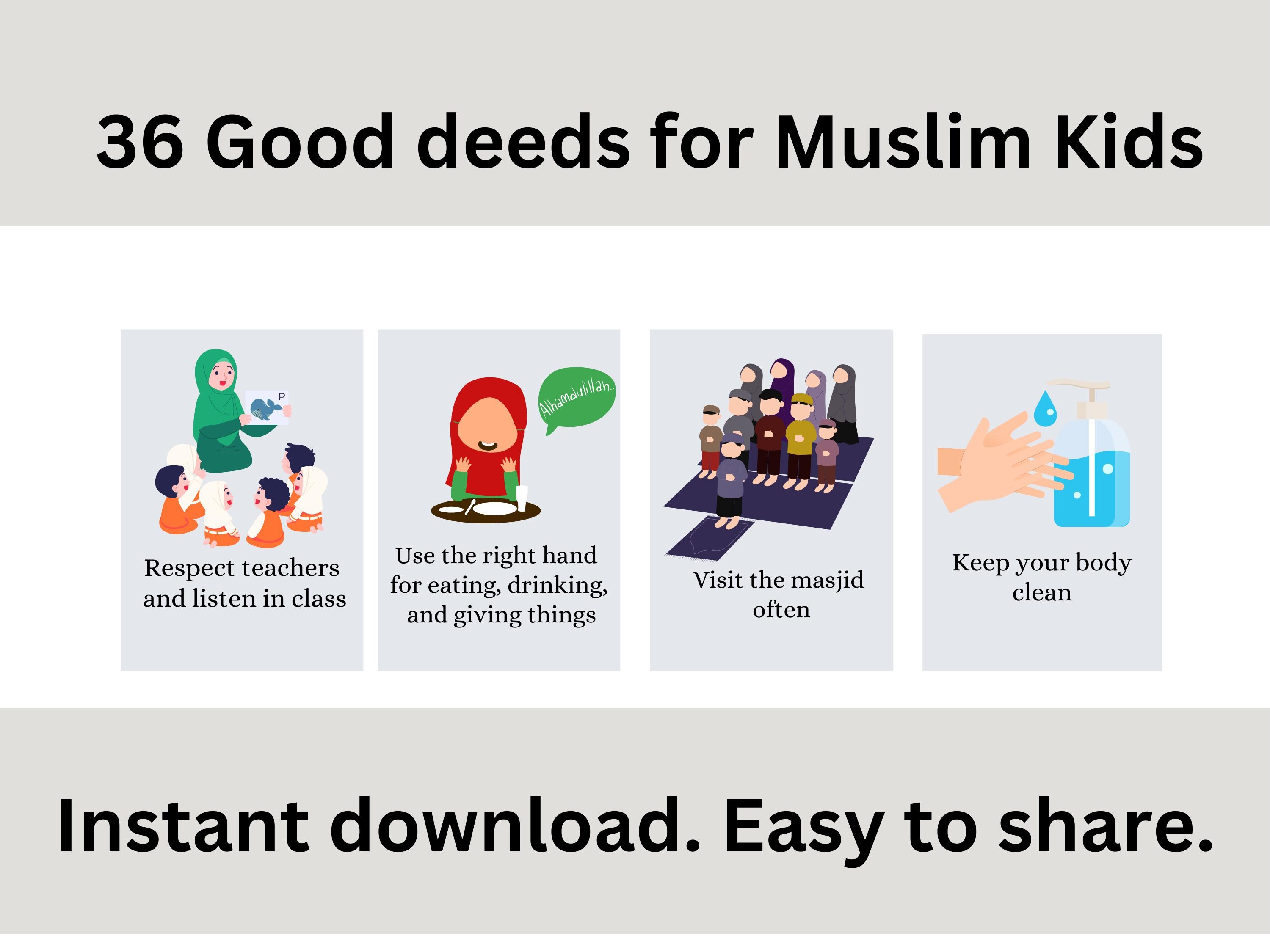 36 Good Deeds for Muslim Kids – Islamic Reward Cards – Printable ...