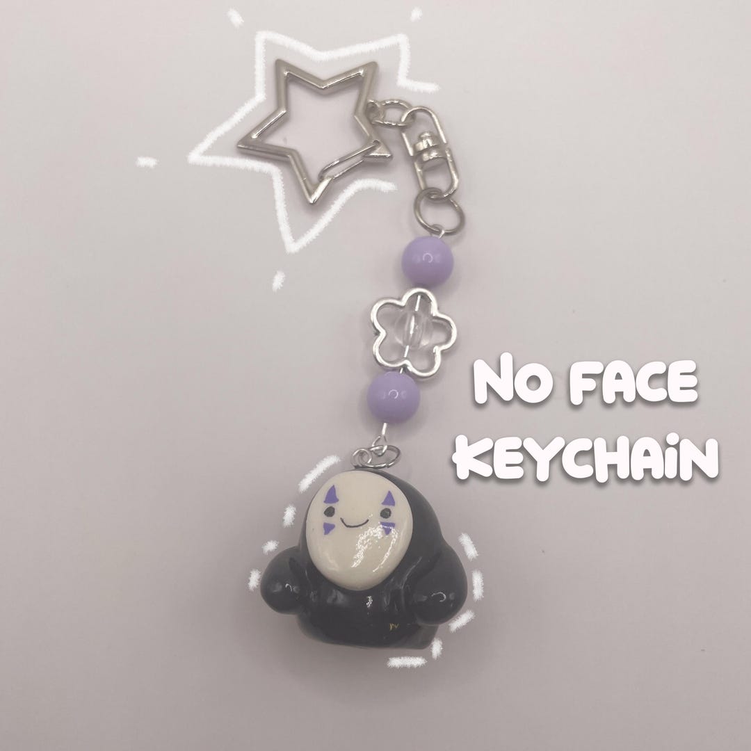 No Face Anime Spirit Charm | Handmade Clay Keychain - Etsy