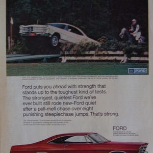 Vintage Magazine Page Ad 1968 Red Ford Custom Automobile/ Gift for Him ...