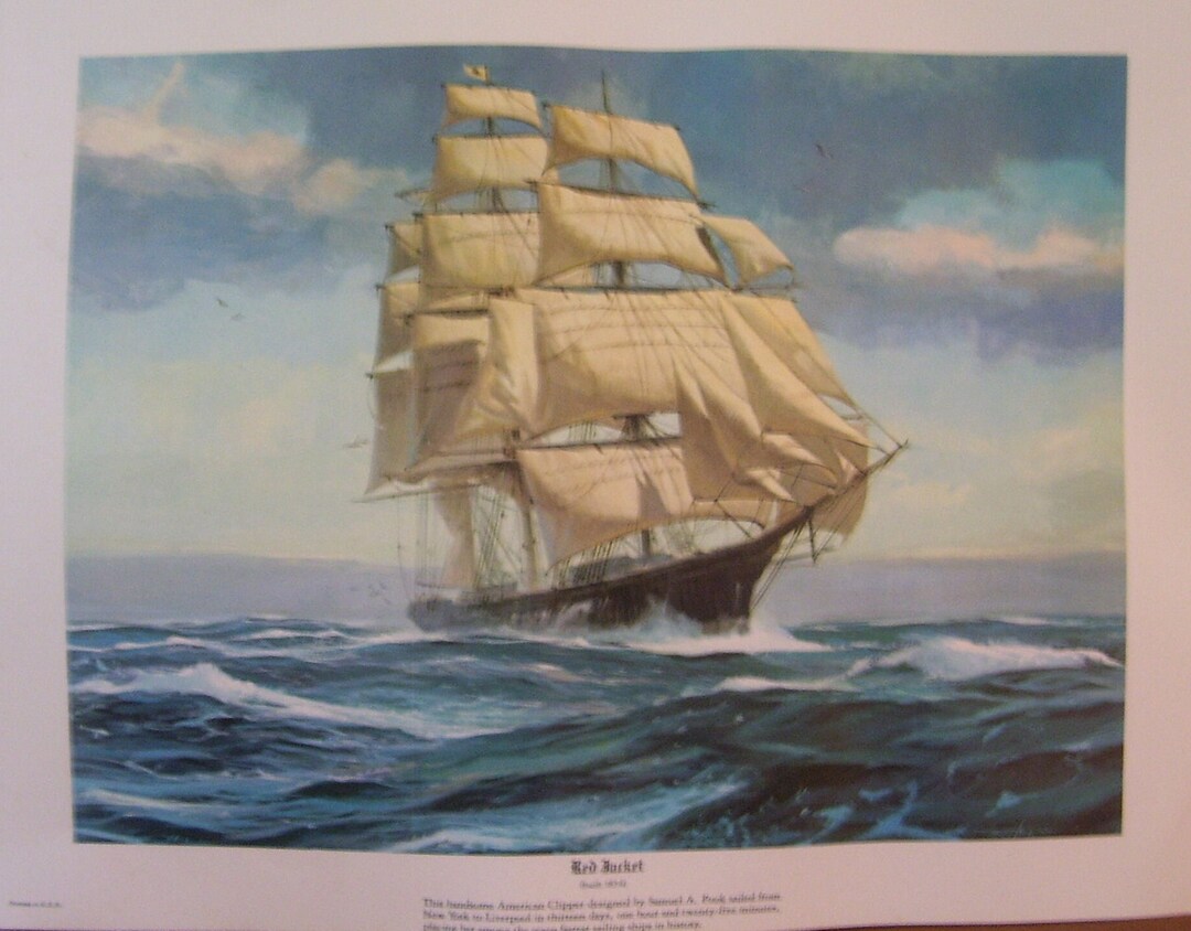 Red Jacket American Clipper Ship Print Designed by Samuel A. - Etsy